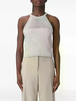 Emporio Armani Halterneck Open-knit Top - Grey