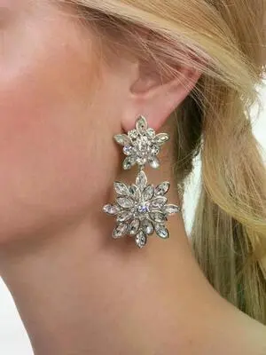 SELF-PORTRAIT Crystal Embellished Floral Motif Earrings