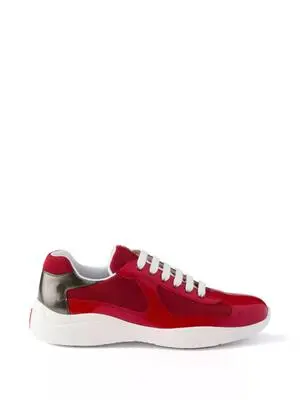 Prada America's Cup Patent Leather And Technical Fabric Sneakers - Red