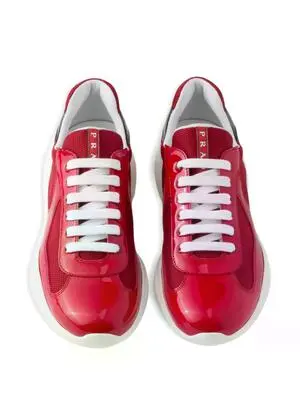 Prada America's Cup Patent Leather And Technical Fabric Sneakers - Red