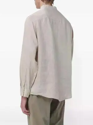 Emporio Armani Mandarin-collar Long-sleeve Shirt - Neutrals
