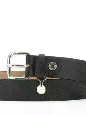 GIANNI CHIARINI Grained Calf Leather Belt With Logo Charm - Black