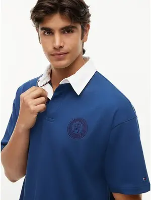 Tommy Hilfiger Classic Fit Circle Logo Rugby Polo - Indigo Blue