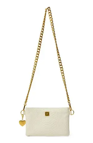 THINK ROYLN Quilted Leather Crossbody Bag With Chain Strap - Cream Python Leather