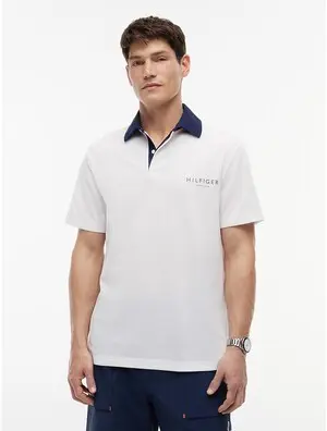 Tommy Hilfiger Classic Fit Wicking Rugby Polo - White