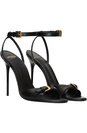 Balmain Anthem Smooth Leather Sandals - Black