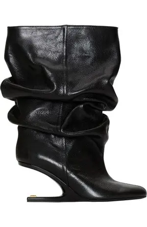 Balmain No Wedge Textured Leather Ankle Boots