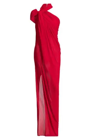 Balmain Long Draped Jersey Dress