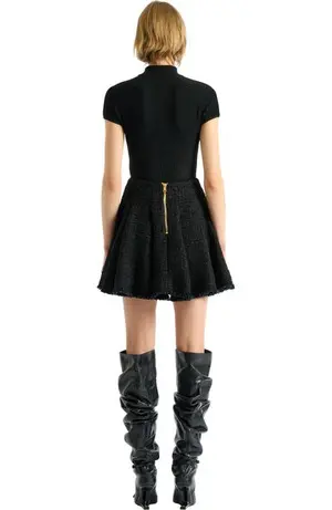 Balmain Flared Tweed Skirt