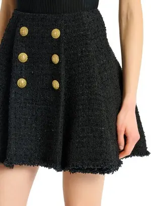 Balmain Flared Tweed Skirt