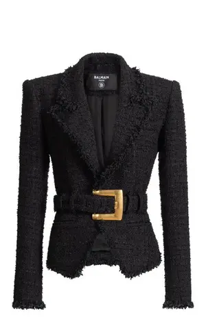 Balmain Belted Tweed Jacket