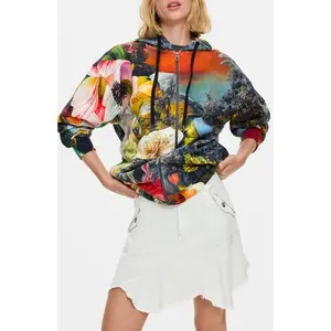 Desigual Print Front Zip Hoodie - Multi