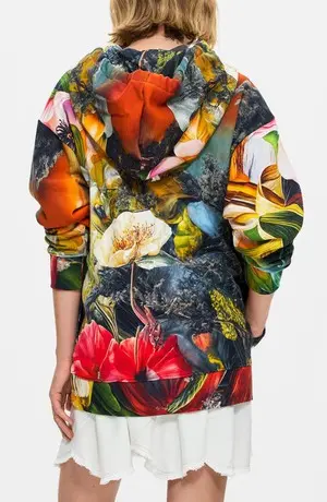 Desigual Print Front Zip Hoodie