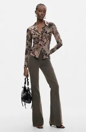 Desigual Print Stretch Button-up Shirt