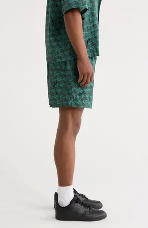PURPLE BRAND Resort Shorts With Cubist Logo Pattern