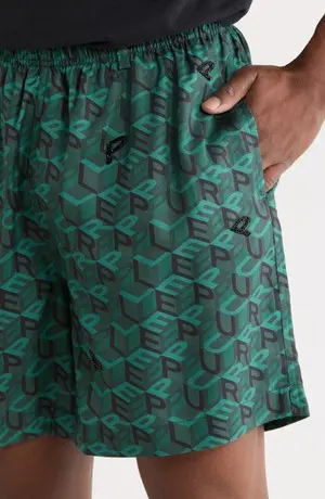 PURPLE BRAND Resort Shorts With Cubist Logo Pattern