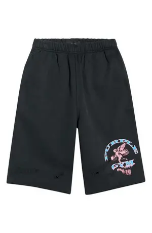 PURPLE BRAND Logo Graphic Relaxed Fit Cotton Shorts