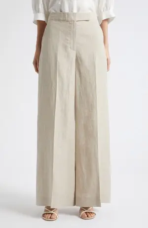 REISS Kit Wide Leg Linen Trousers - Neutral