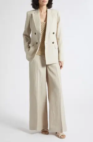 REISS Kit Wide Leg Linen Trousers
