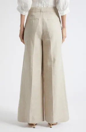 REISS Kit Wide Leg Linen Trousers