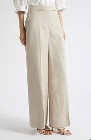 REISS Kit Wide Leg Linen Trousers