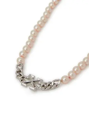 Off-White Arrow Pearl Full Necklace -soft Pink