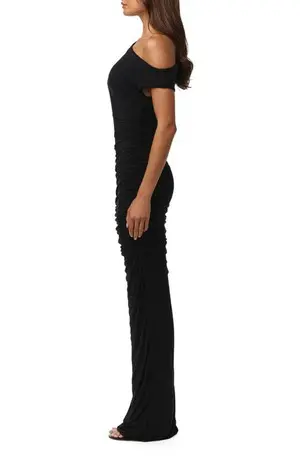 Naked Wardrobe Ruched Off The Shoulder Maxi Dress - Black
