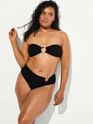 Victoria's Secret Textured Jacquard Bandeau Bikini Top - Black