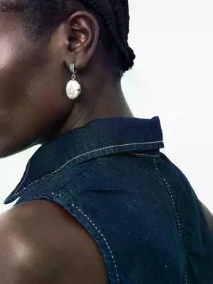 GEM KINGDOM Engraved Peace Bone Drop Earrings