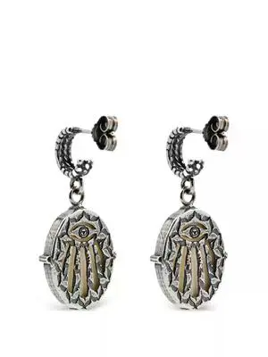 GEM KINGDOM Engraved Peace Bone Drop Earrings