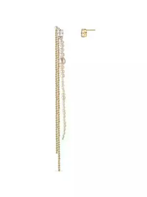 PHENOMENAL STUDIO Asymmetric Pearl And Crystal Embellished Earrings - Gold