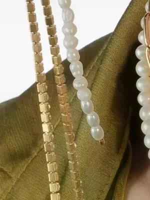 PHENOMENAL STUDIO Asymmetric Pearl And Crystal Embellished Earrings