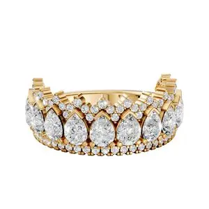 AYA FINE JEWELRY 10k Gold Pear Cut Diamond Statement Ring 2.92 Ctw - Yellow