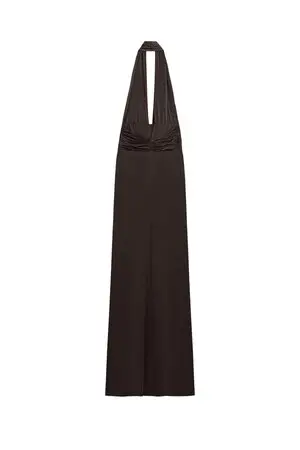 NOCTURNE Draped Halter Neck Maxi Dress - Brown