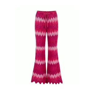CONCEPT A TROIS Vibrant Macrame Flared Pants With Adjustable Drawstring Waist