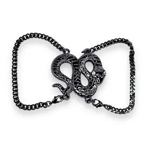 JAGGED HALO JEWELRY Python Bracelet In Rhodium Finish
