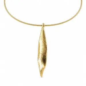 MOTHER NATURE JEWELRY Olive Leaf Necklace, Handmade Pendant Nature Jewelry, Sterling Silver - Gold