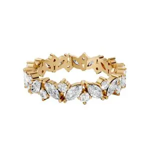 AYA FINE JEWELRY 1.24 Ctw Marquise & Round Diamond Eternity Wedding Band Ring - Yellow