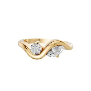 AYA FINE JEWELRY 14k Gold 0.60 Ctw Marquise & Round Diamond Bypass Ring - Yellow