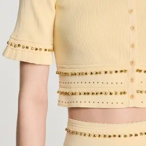 Sandro Cropped Knit Top With Tassels