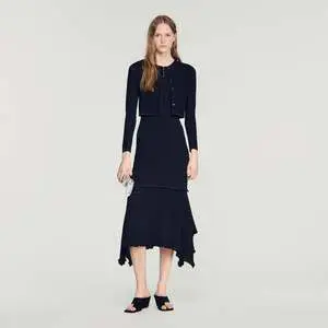 Sandro Decorative Pointelle Cropped Cardigan - Black