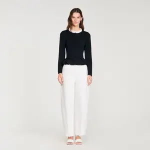 Sandro Removable Collar Peplum Cardigan
