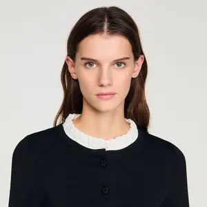 Sandro Removable Collar Peplum Cardigan