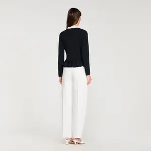 Sandro Removable Collar Peplum Cardigan