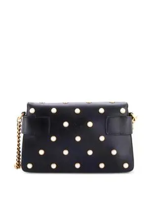 Gucci Broadway Pearly Bee Embellished Leather Mini Shoulder Bag