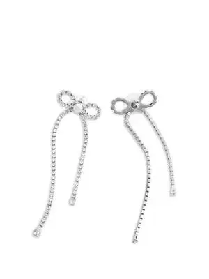 SELF-PORTRAIT Crystal Bow Drop Earrings - Silver