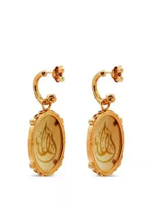 GEM KINGDOM Engraved Horn Pendant Drop Earrings