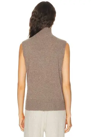 Brandon Maxwell Bruno Sleeveless High Neck Vest In Brown