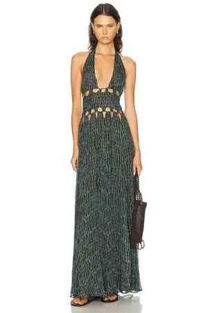 Staud Zaria Dress In Brown - Tidal Shell