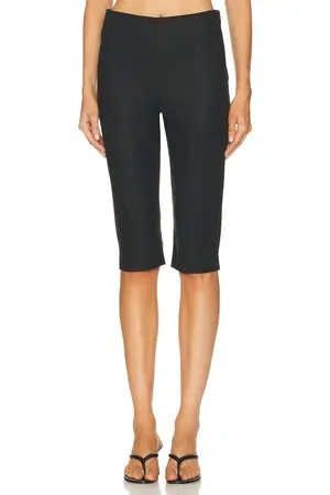 L'academie Anaia Linen Capri Pant - Black